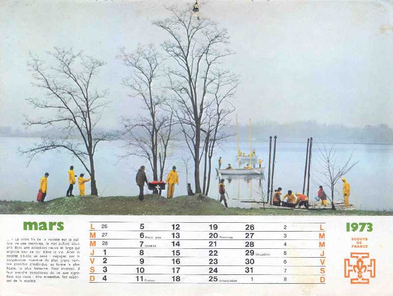 Calendrier Scouts de France de 1973 — LaToileScoute
