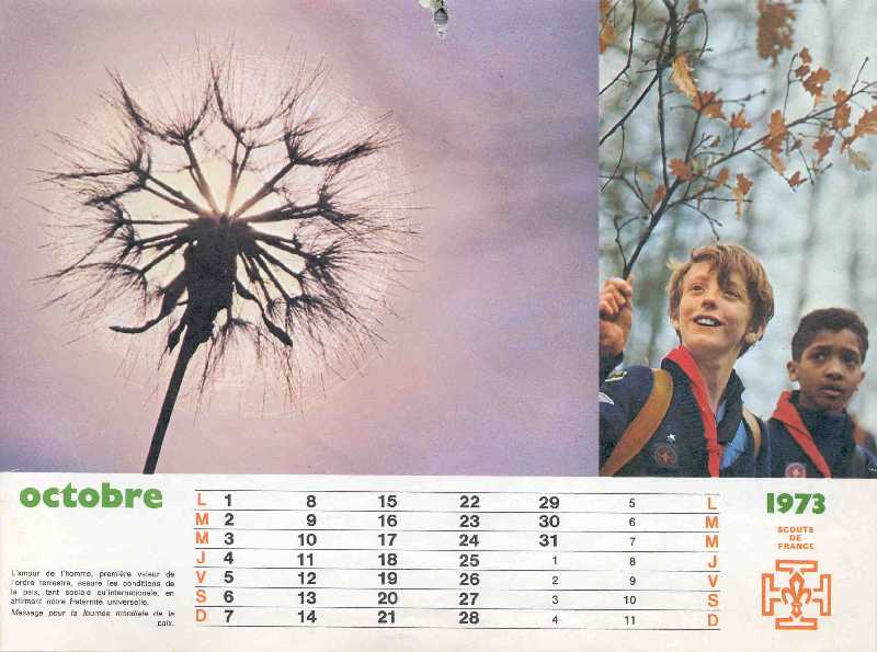 Calendrier Scouts de France de 1973 — LaToileScoute